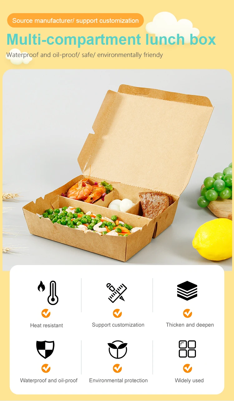 Take Away Paper Food Packages Kraft Food Cardboard Box Container Take ...