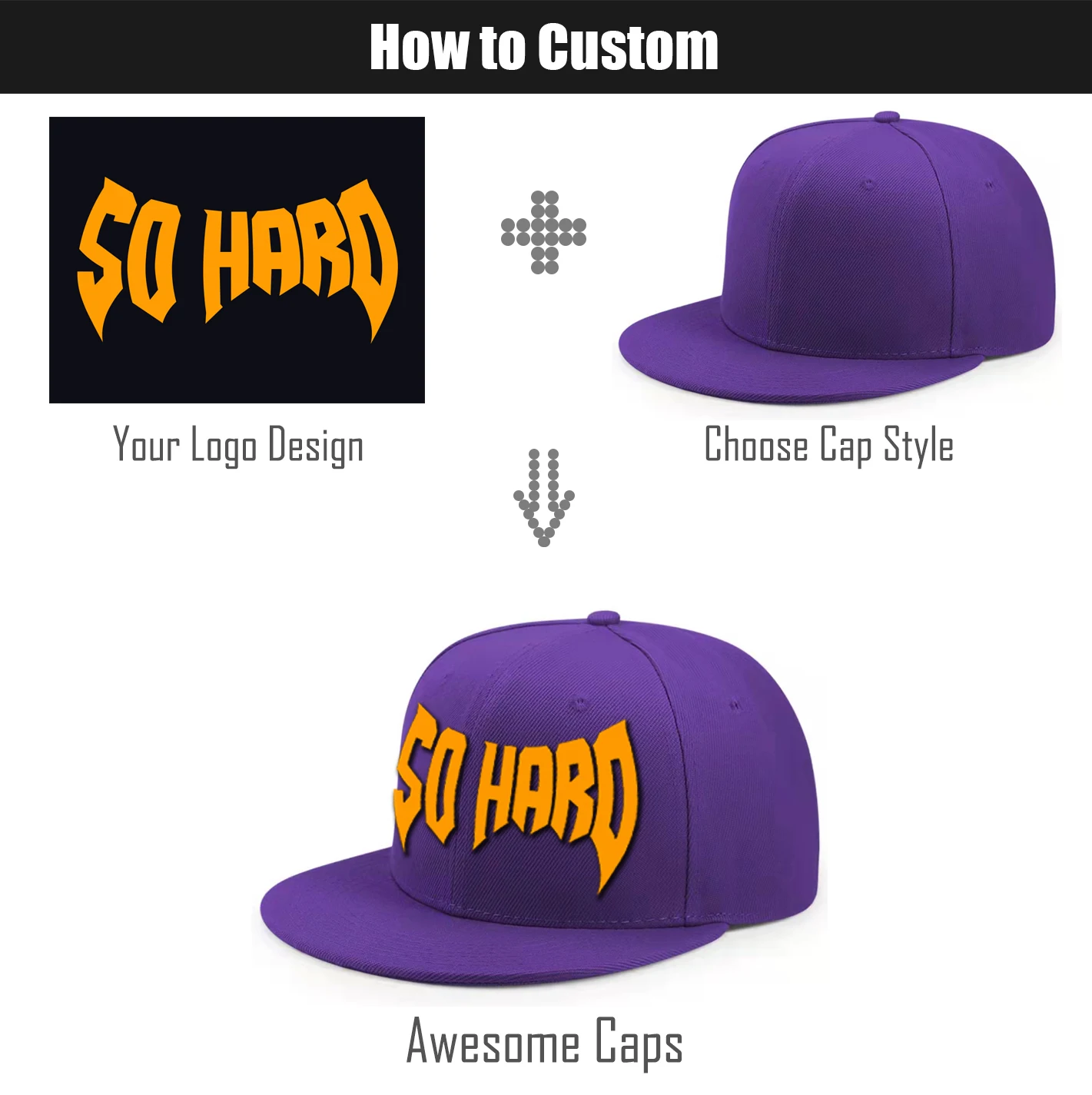 Men Women Custom Embroidery 3D Logo SnapBack Cap, Customize Fashion ...