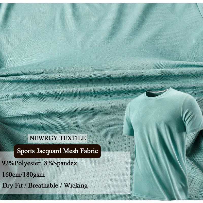 Customized 92% Polyester 8% Spandex Stretch Knit Jacquard Mesh Dry Fit ...