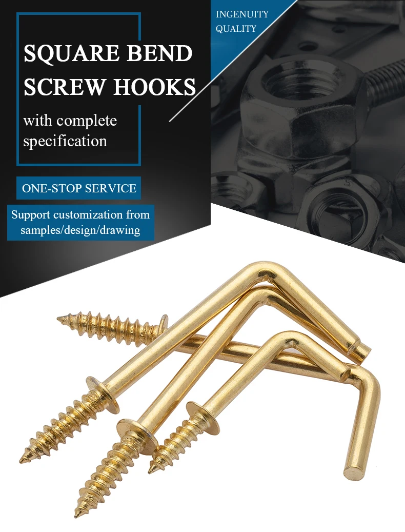 Self Tapping Screw Golden Color L Shape Key Hooks Eye Bolt Wooden Hook ...