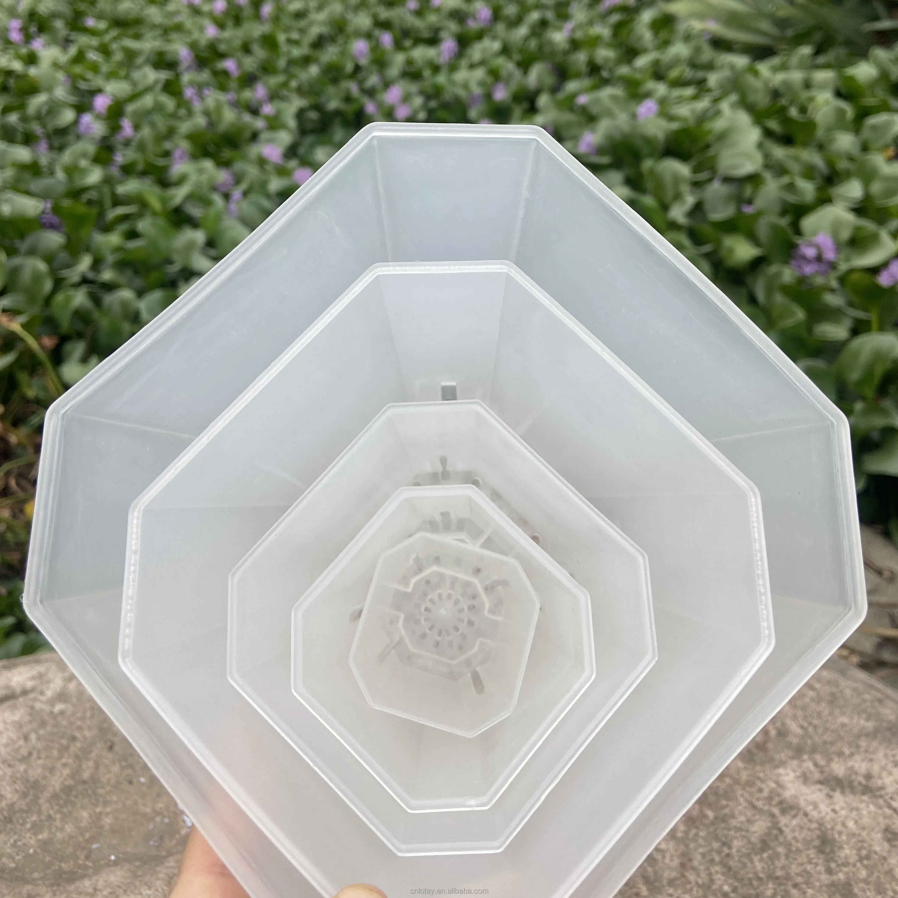 Garden Decoration Tall Slit Square Transparent Plastic Pots