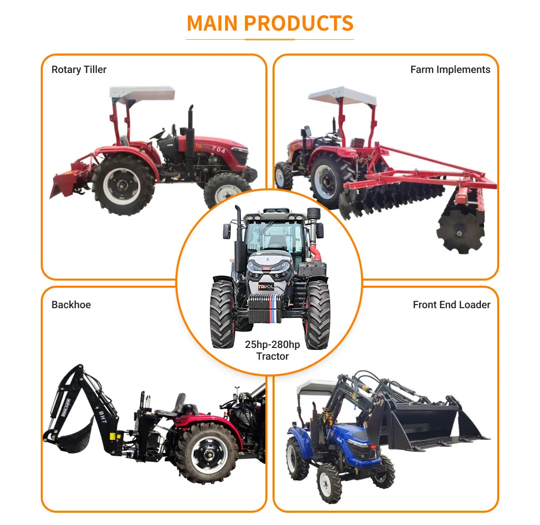 25-50 HP 4WD Small Farm Tractor with Front Loader & Implements