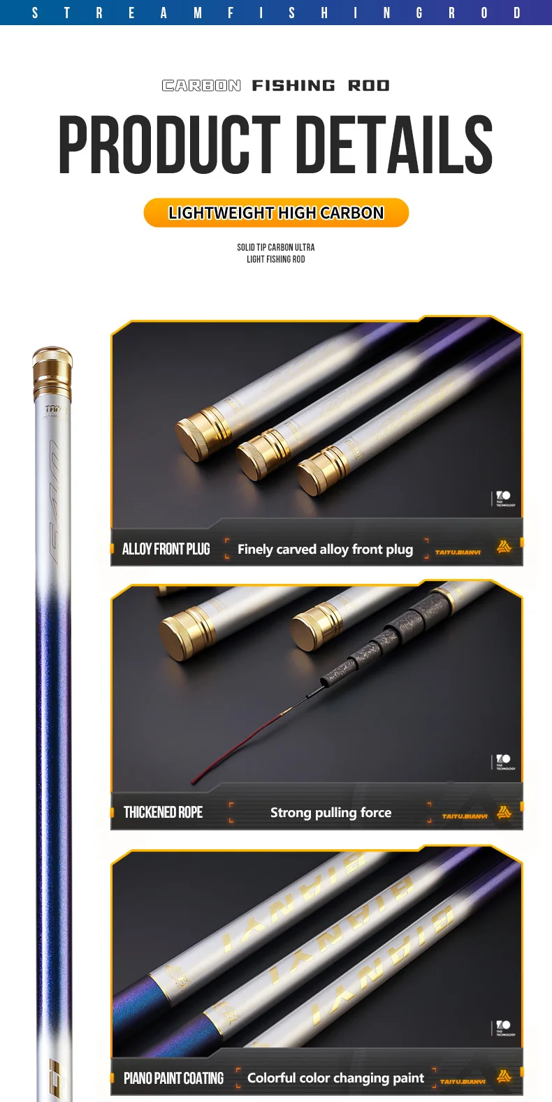 Palmer 37 Tone 3.6m 4.5m 5.4m 6.3m 7.2m Carbon Telescopic Stream ...
