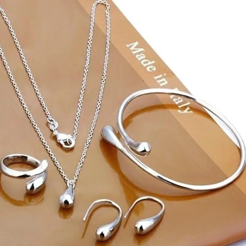 Adjustable Elegant Water Drop Jewelry Set Alloy Necklace and Earring ...