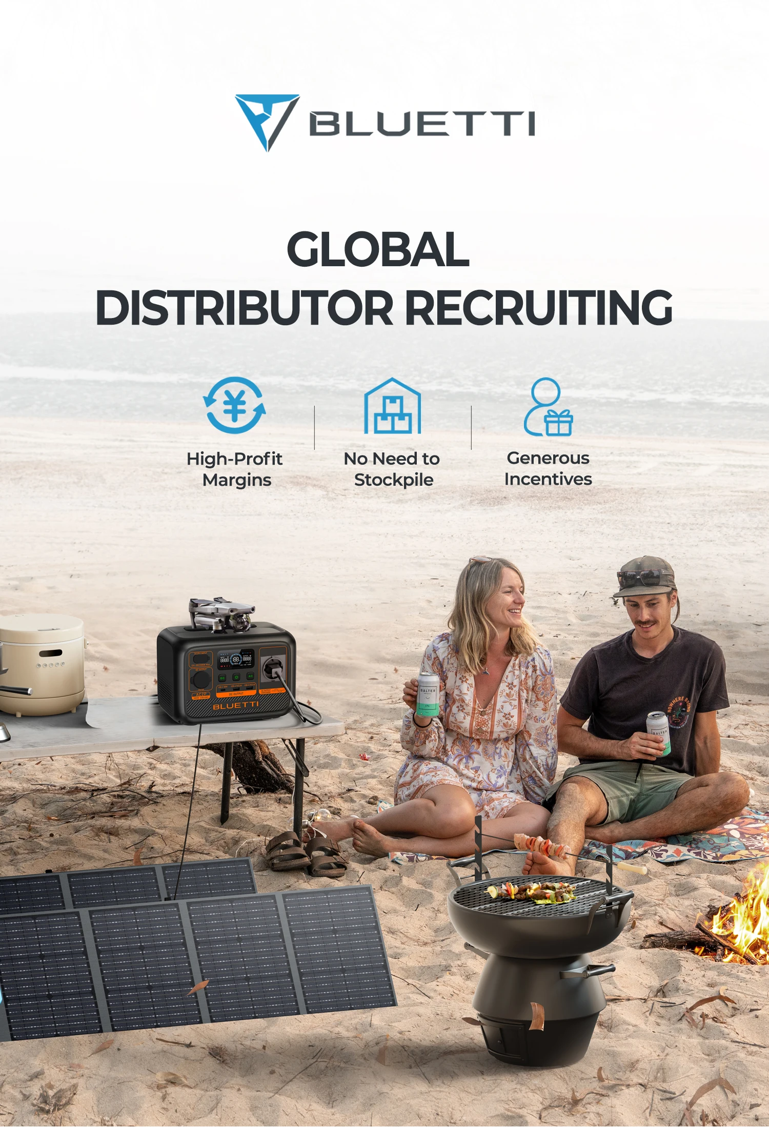 Bluetti AC2P Powered Complete Solar Generator Kits Portable Solar Power ...