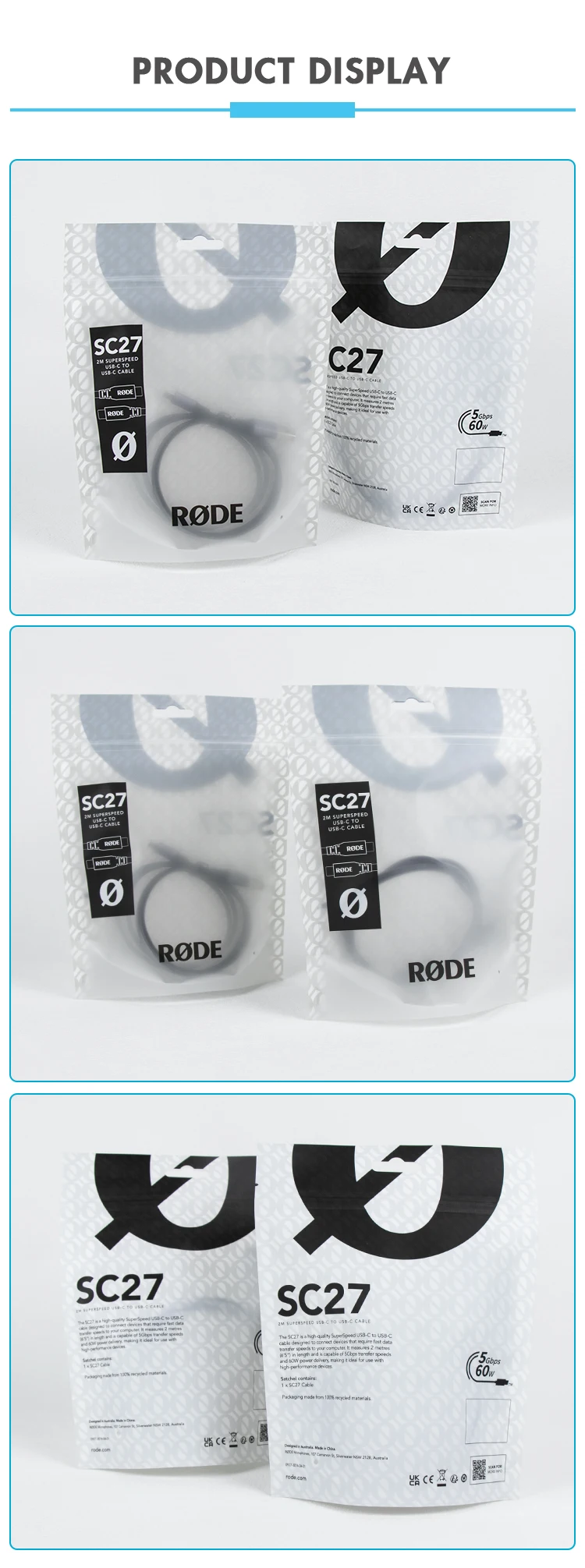 Personalized Packaging Bags For Cables Usb Data Lines Packing With ...