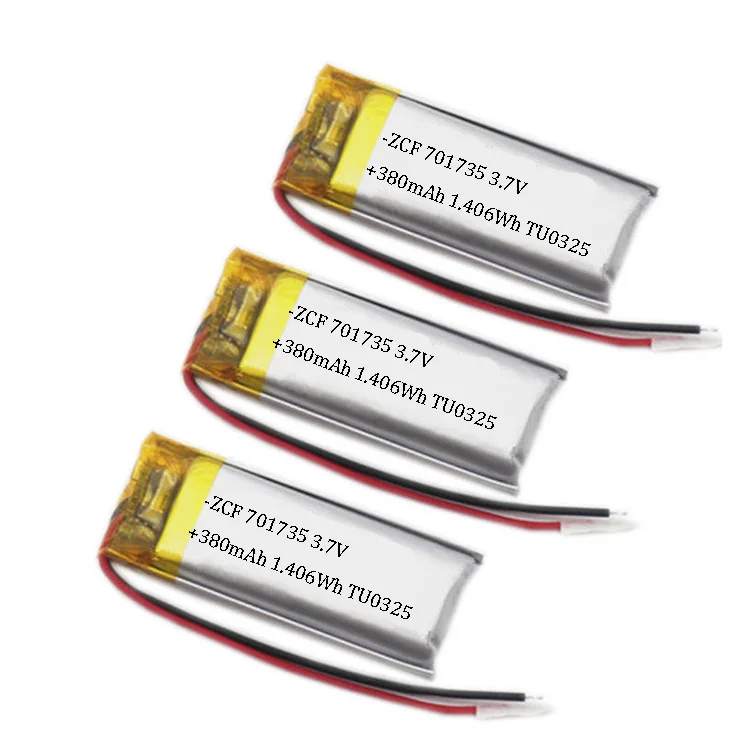 Lithium Ion Battery Cell Lipo Rechargeable 701735 3.7v 380mah Ultra Thin Battery Soft Pack - Buy ...