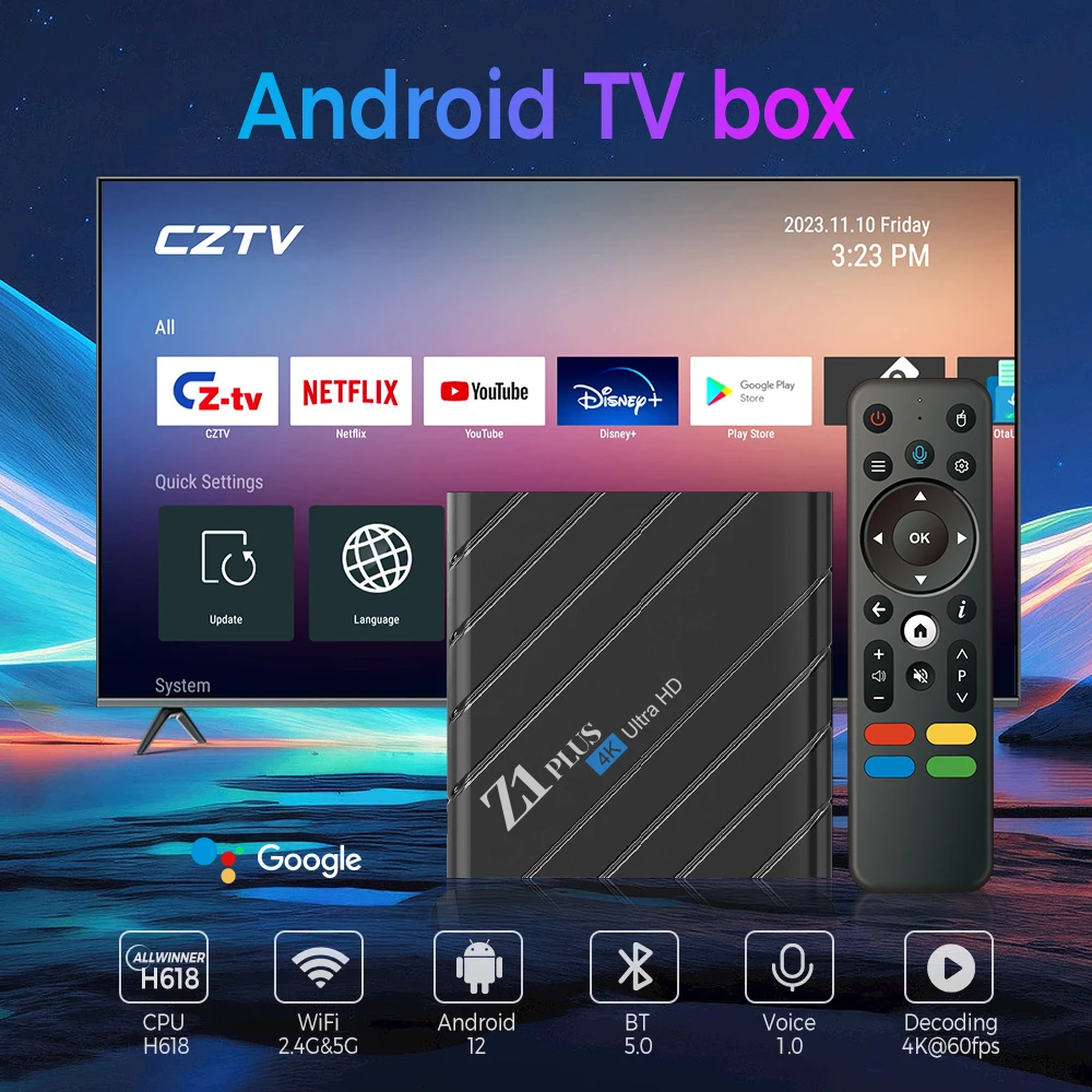 Gys 2024 Hot Selling Tv Box Android Z1 Plus Android 12.0 Atv Allwinner H618 Quad Core 5g Wifi 6k ...