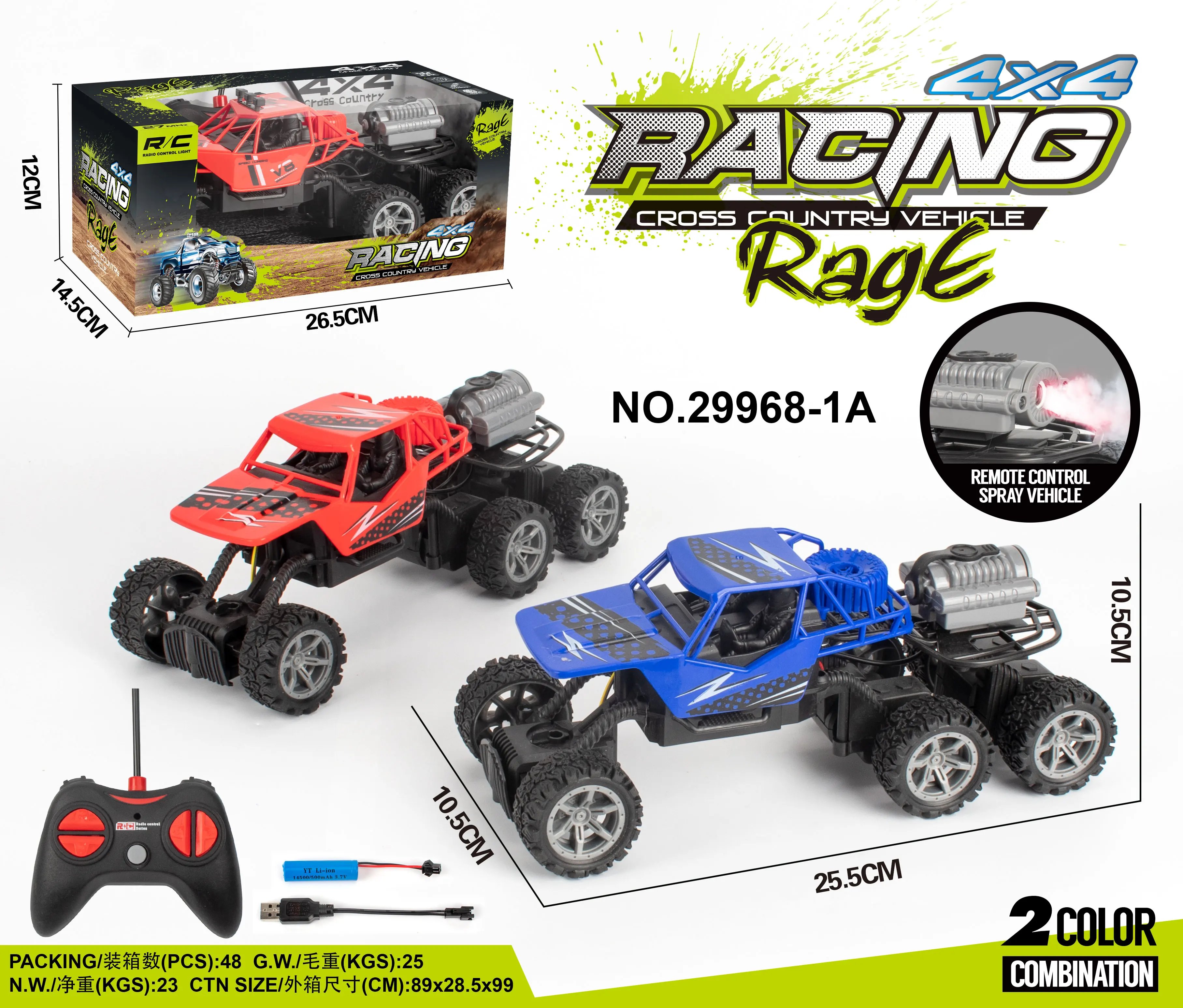 Rc New Remote Control Off-road 4wd Climb Car With 6 Wheels Spray With ...