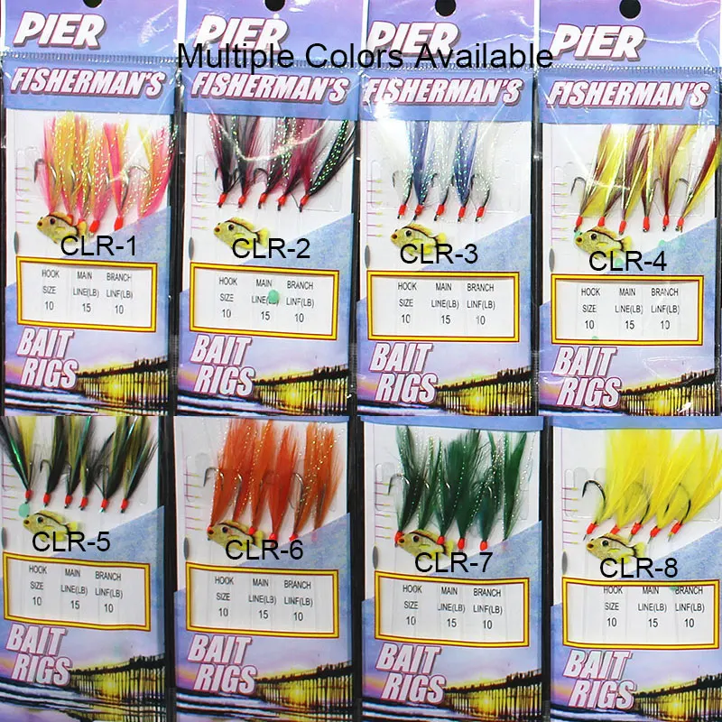 Sabiki Rigs Saltwater Fishing Flasher Lures Bait Leurre with Fish Skin ...