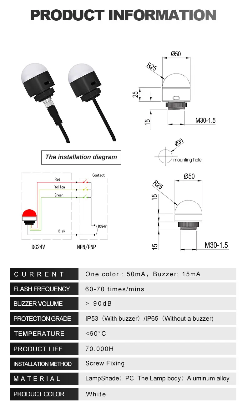 Best Price 50Mm Mini 3 Color Ryg Light Led Signal Warning Tower Light ...