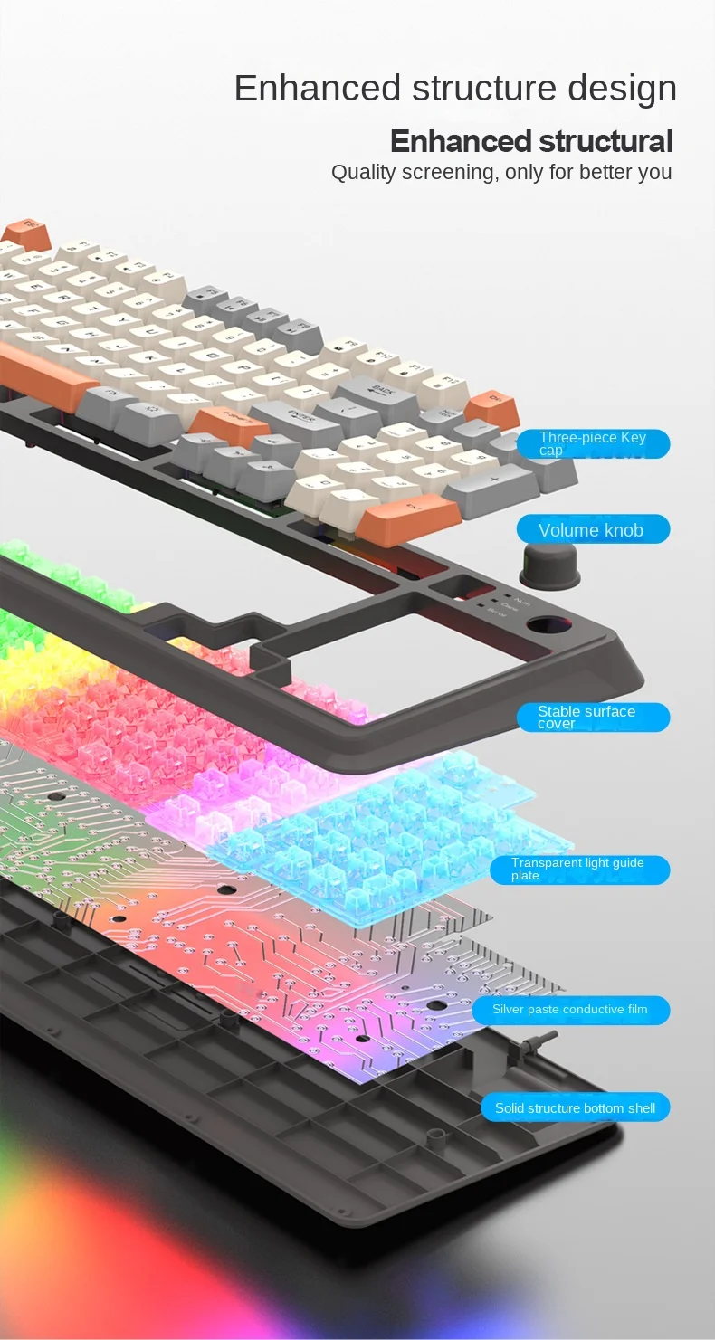 94 Keys Wired Multicolor Keyboards Gaming Keyboards Color Lights ...