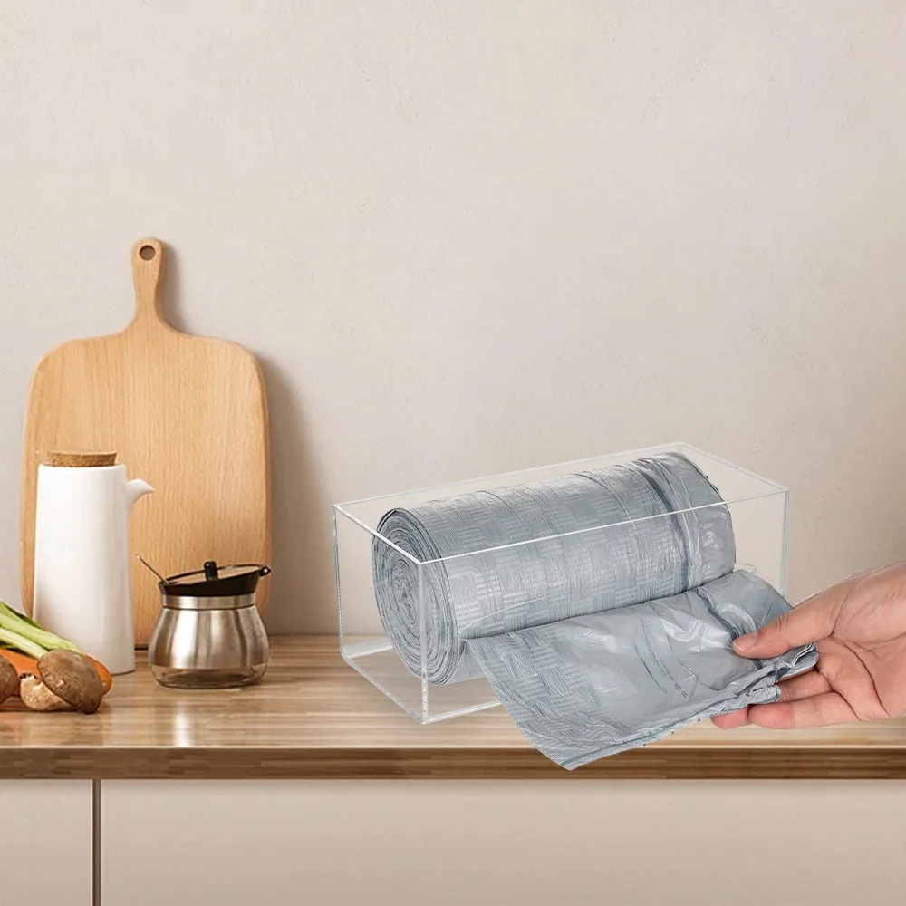 Clear Acrylic Wall-mount Trash Bag Holder Cabinet Kitchen Organizer ...
