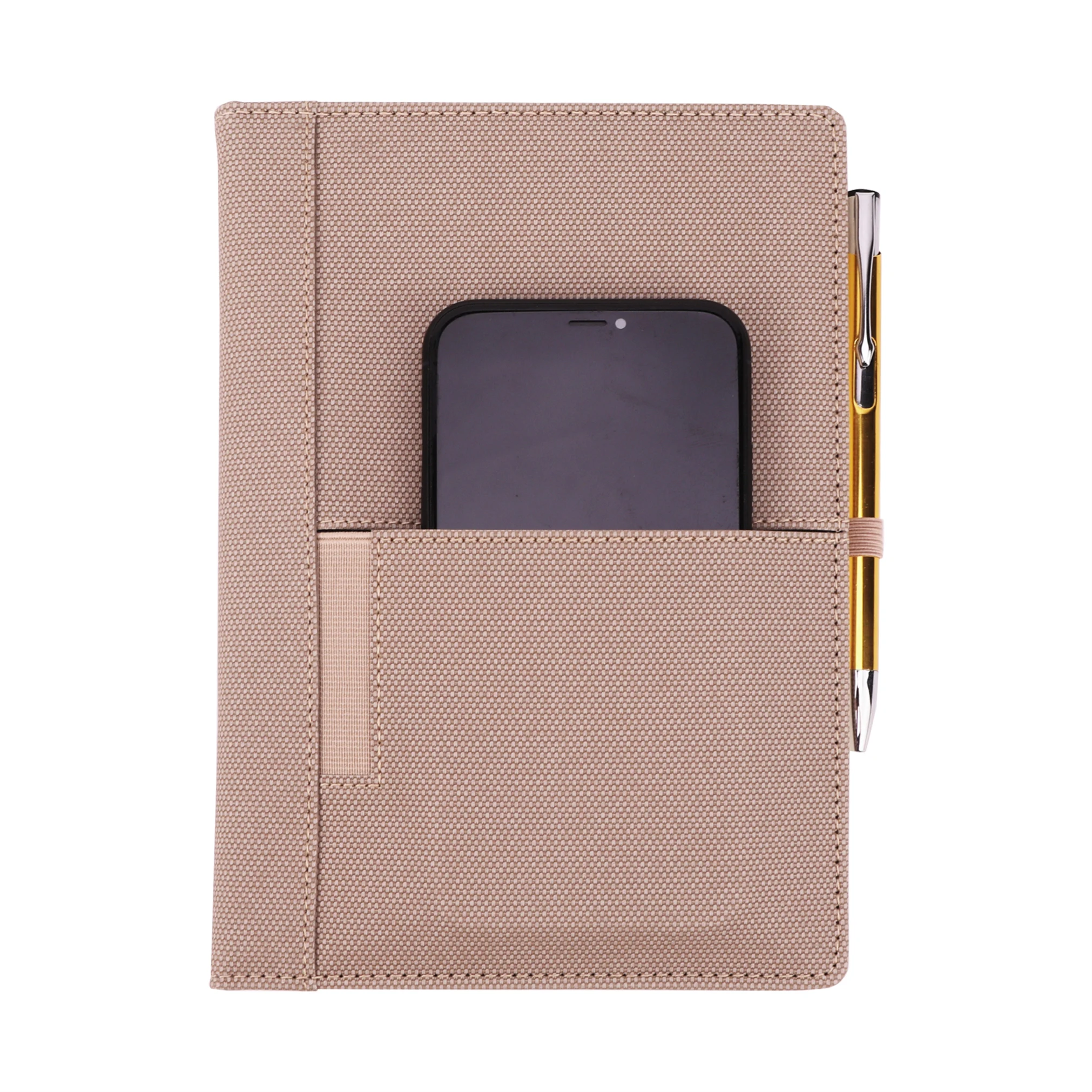 Customized Logo Page Design Print Pu Leather Notebook A5 Beige Hard ...