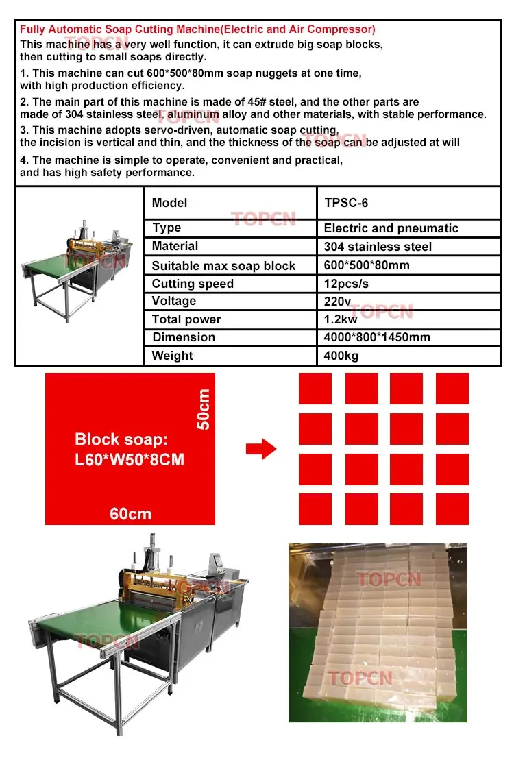 Automatic Big Block Glycerin Transparent Soap Slicing Machine