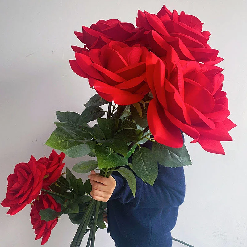 2024 Hot sale Big Size Giant Roses 28cm Width Single Piece Red Velvet ...