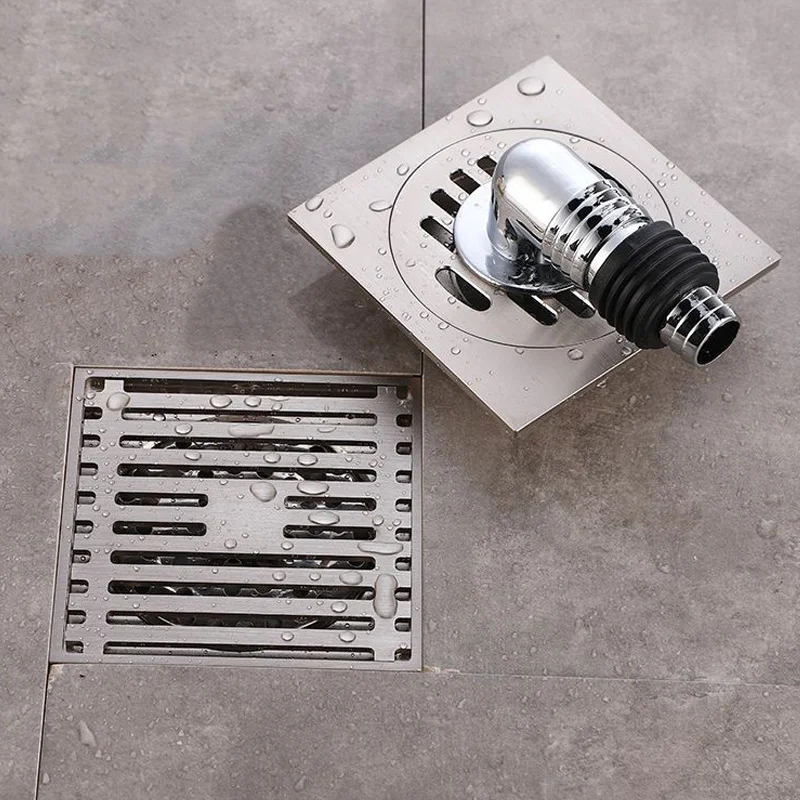Bathroom Square Grating Linear Floor Drain In Stainless Steel 304 Clean ...