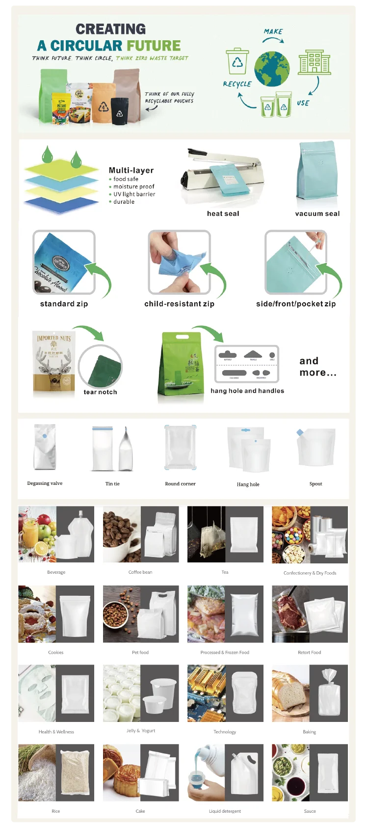 Custom Printed Matte Spot Uv Resealable Zipper Pouch Plastic Dried ...