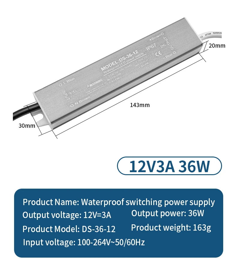 12v24v Waterproof Ip67 Led Light Driver Led 20w Constant Current Driver ...