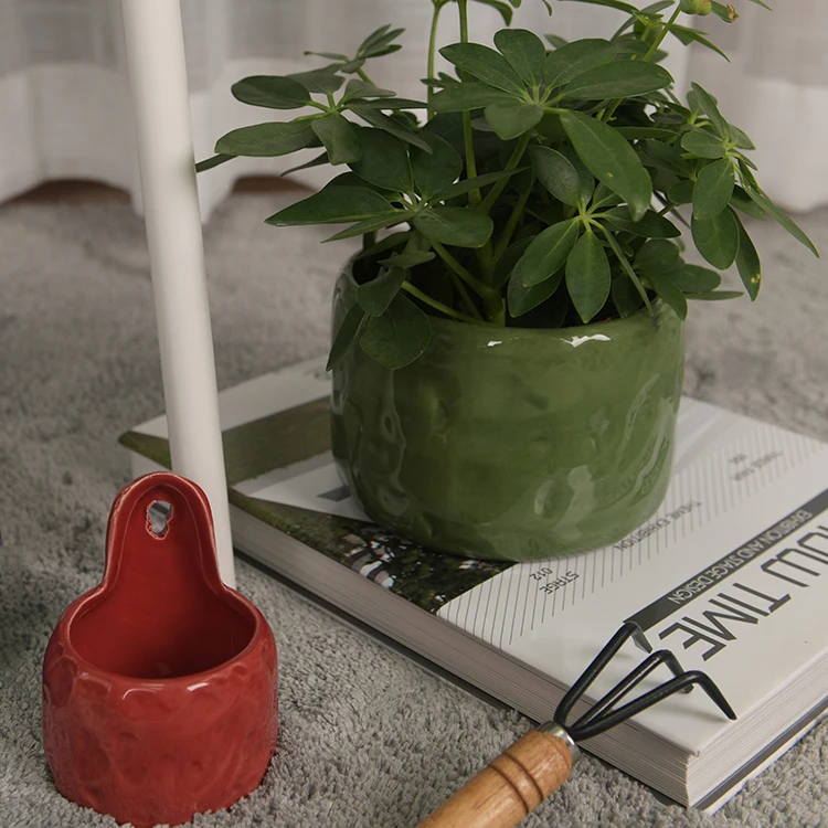 American Style Modern Stoneware Ceramic Texture Flower Pot With Handle ...