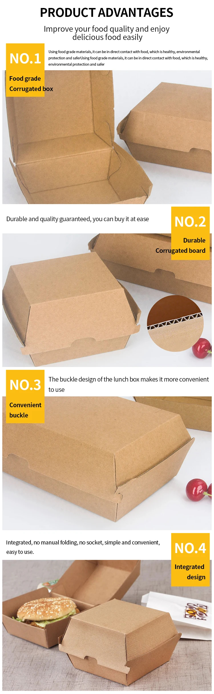 Customized Food Packaging Restaurant Use Disposable Lunch Boxes Food ...