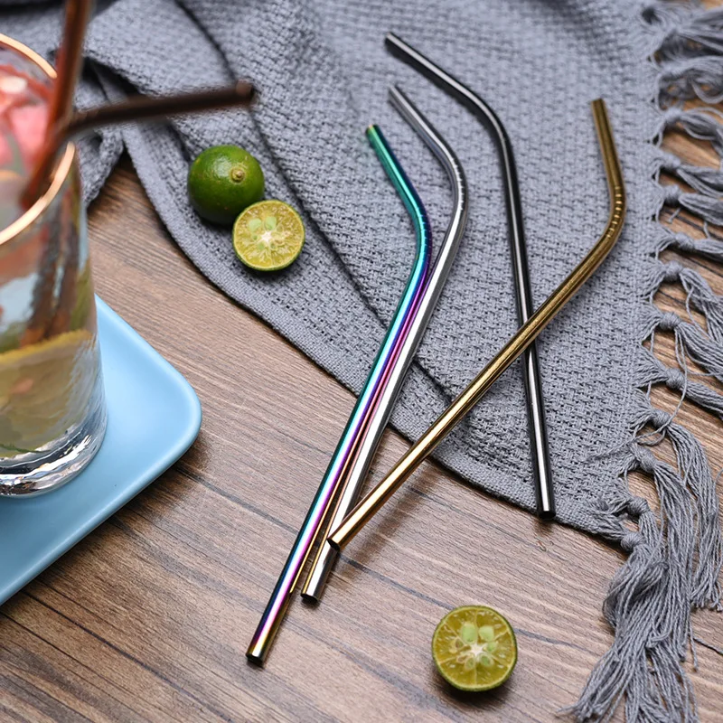 Metal Drinking Straw Reusable Straws Stainless Steel Cleaning Brush Set ...