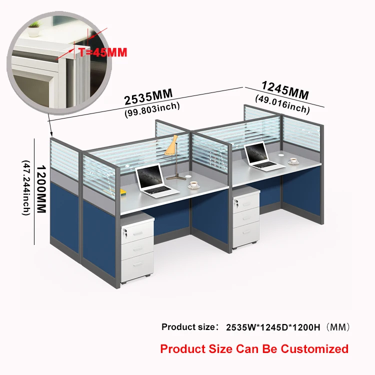 4 Workstation Cubicle Modern Coworking Table Call Center Office ...