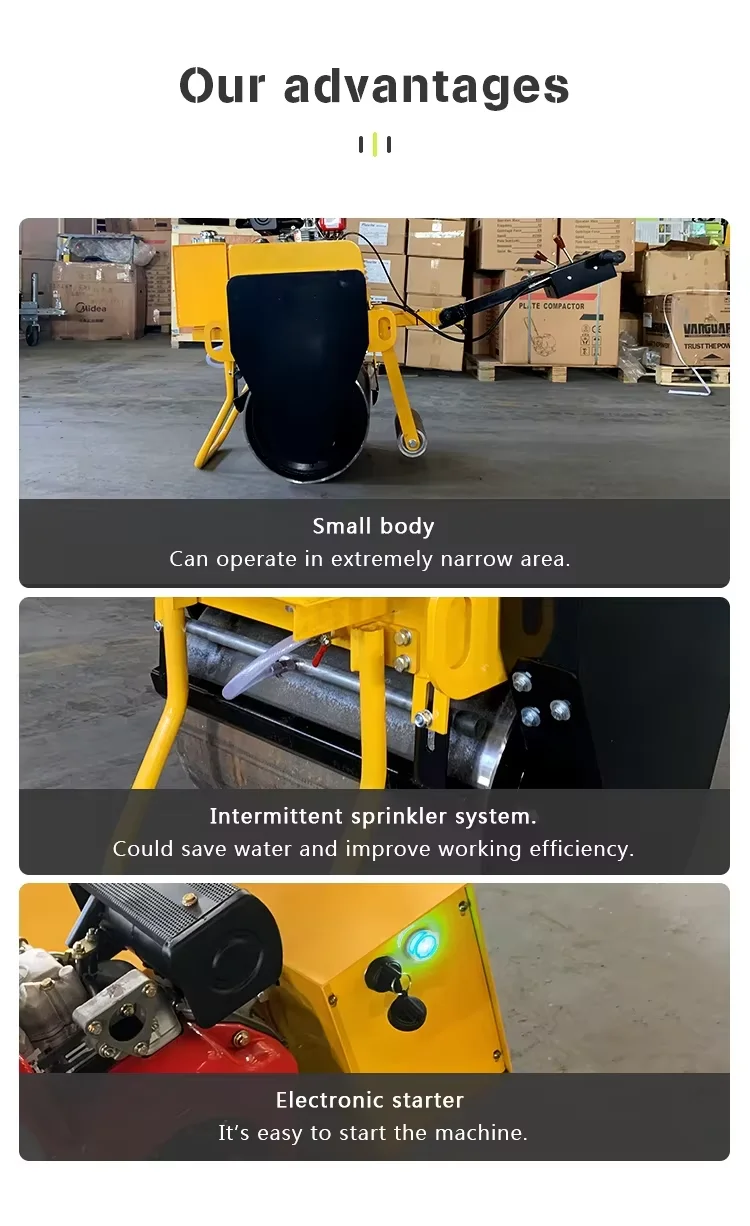 Single Drum Handheld Mini Road Roller Honda Engine Walk behind ...