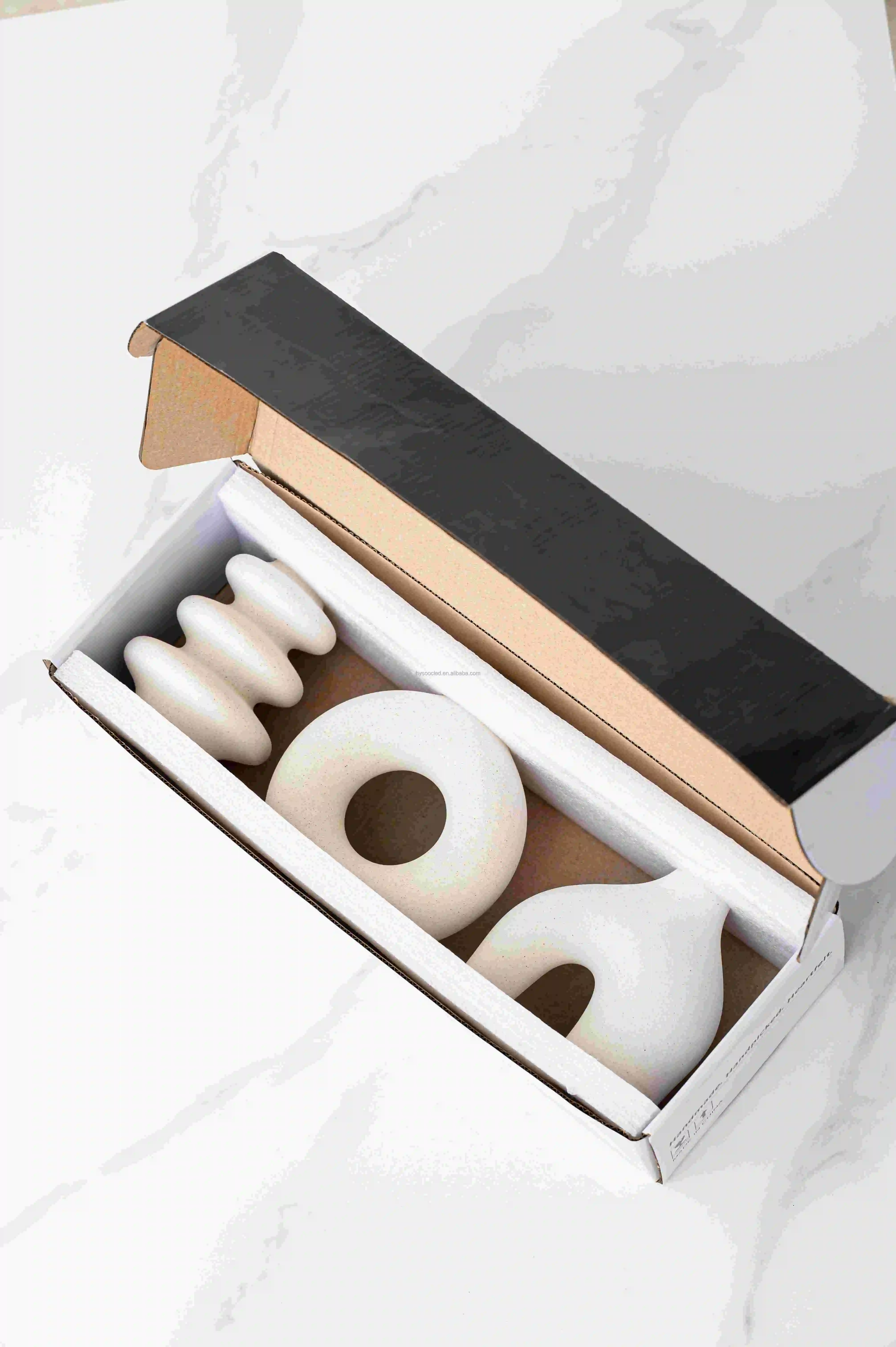 Minimalist Home Decorations Geometric Matte Black Ceramic Flower Vase ...