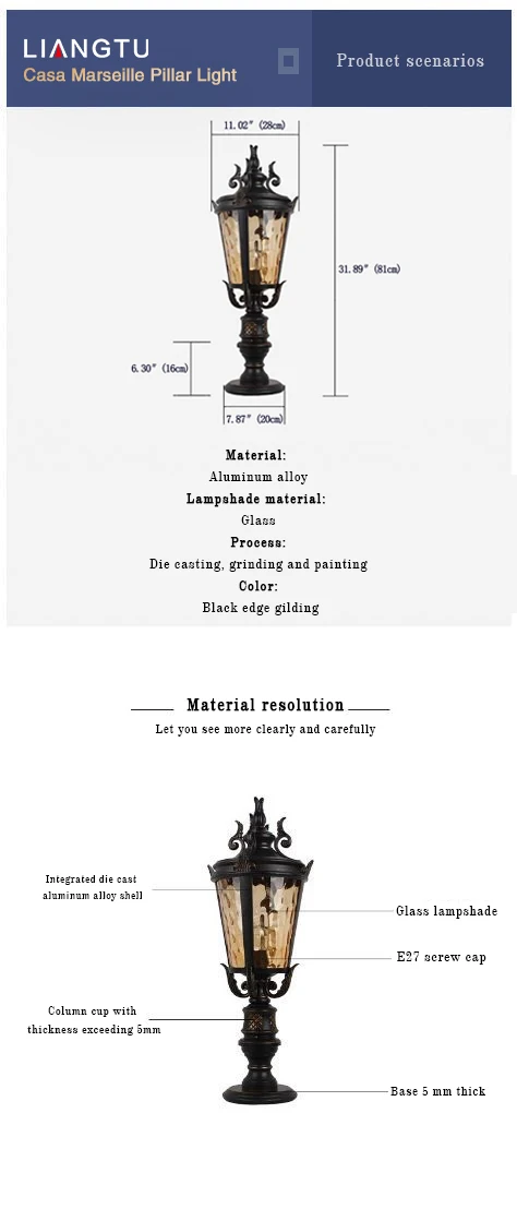 Outdoor Gate Lamp Post Light Garden Patio Pathway Fixture Exterior Pole ...