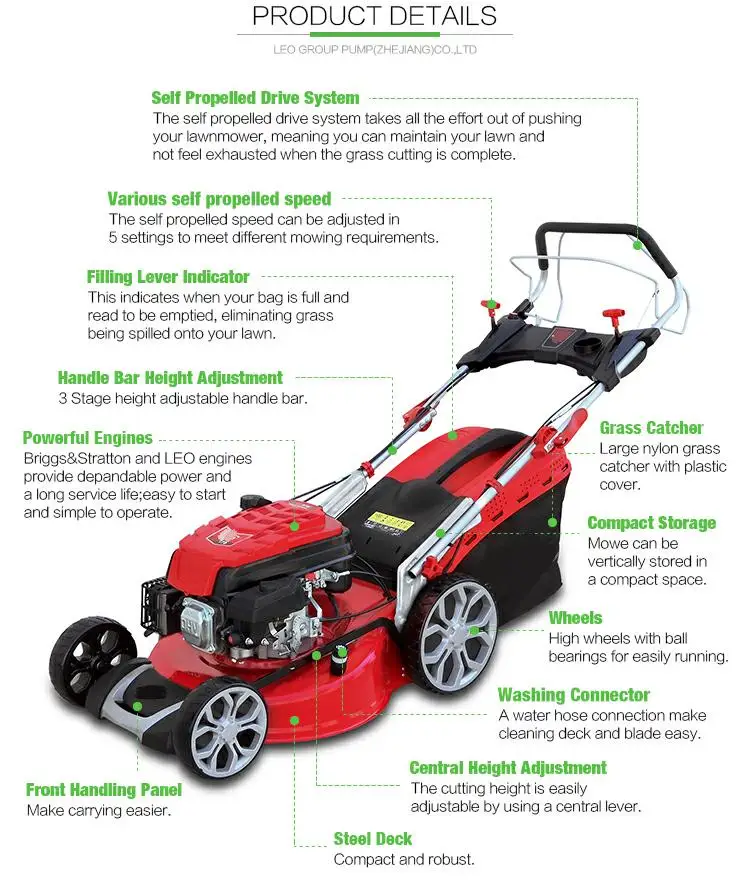 Walk Behind Cordless 131cc Gasoline Grass Cutting Machine Hand Push ...
