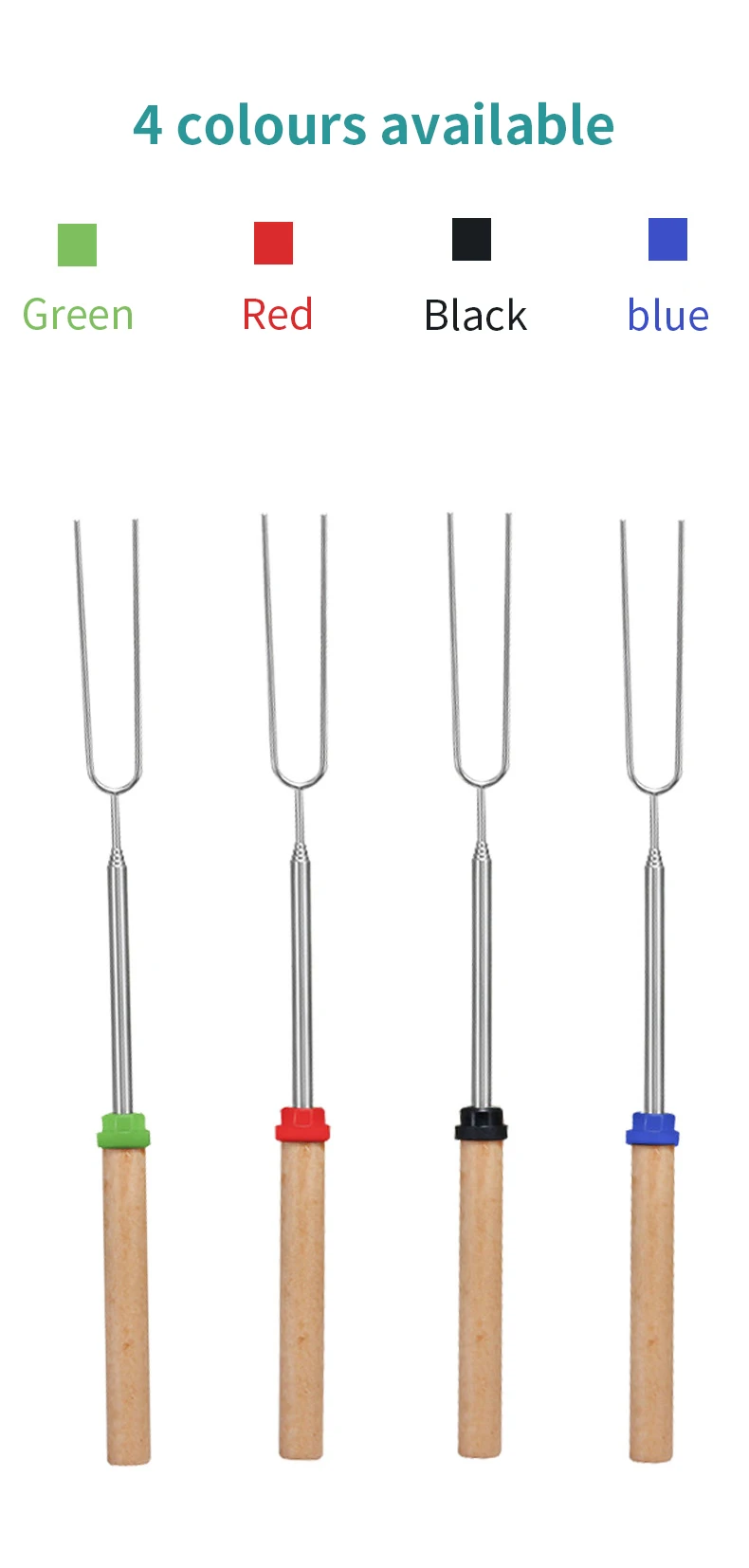 304 Stainless Steel Telescopic BBQ Grill Stick with Wooden Handle ...