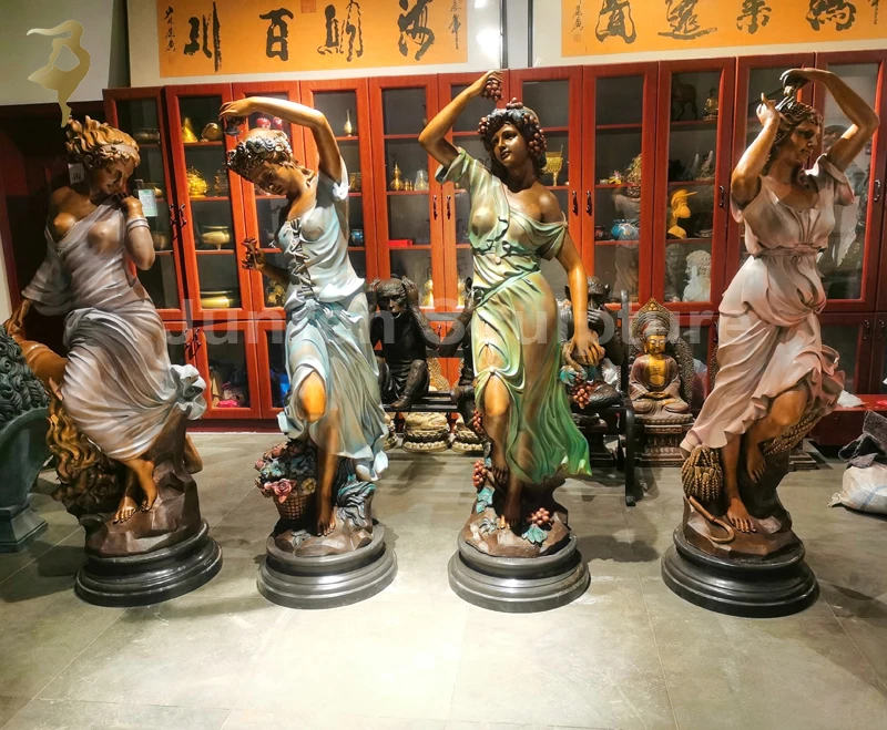 Super March Bronze Lady Statue Gold Four Season Sculpture - Buy Super ...