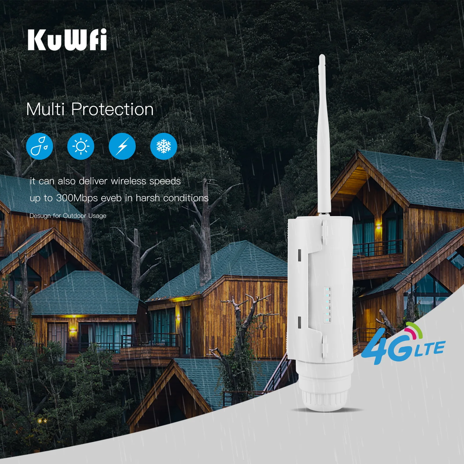 Personalize Kuwfi 4G Router 300mbps CPE Outdoor Modem