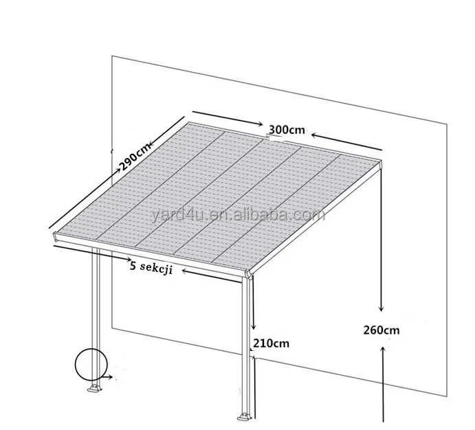 9m2 Sun Shelter Garden Wall Mounted Patio Cover Aluminum