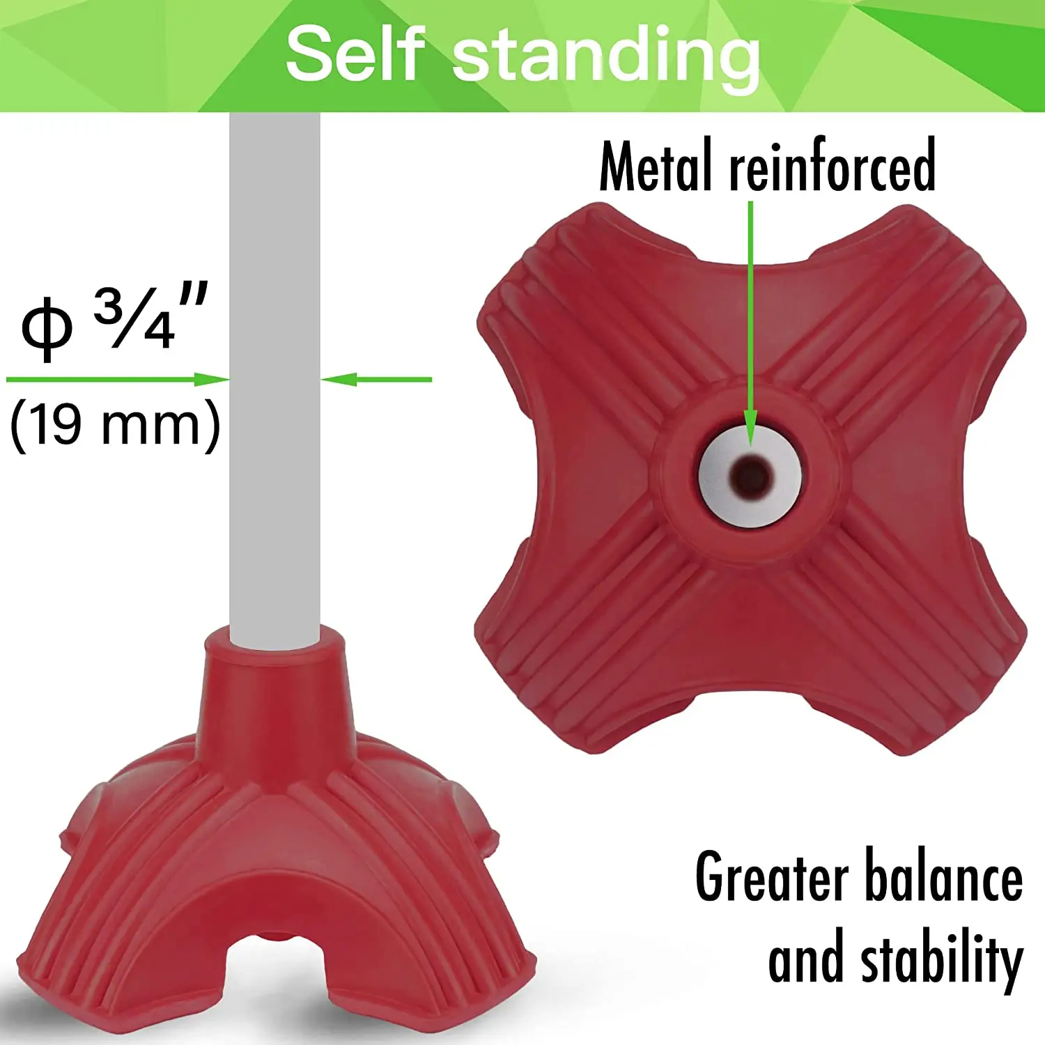 Standing Quad Support Cane Tip Mobility Quadpod Stable Cane Support ...