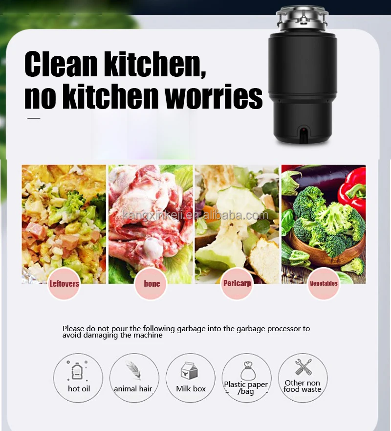 Hot Sale Kitchen Food Waste Disposer Garbage Processor with Motor Sink ...
