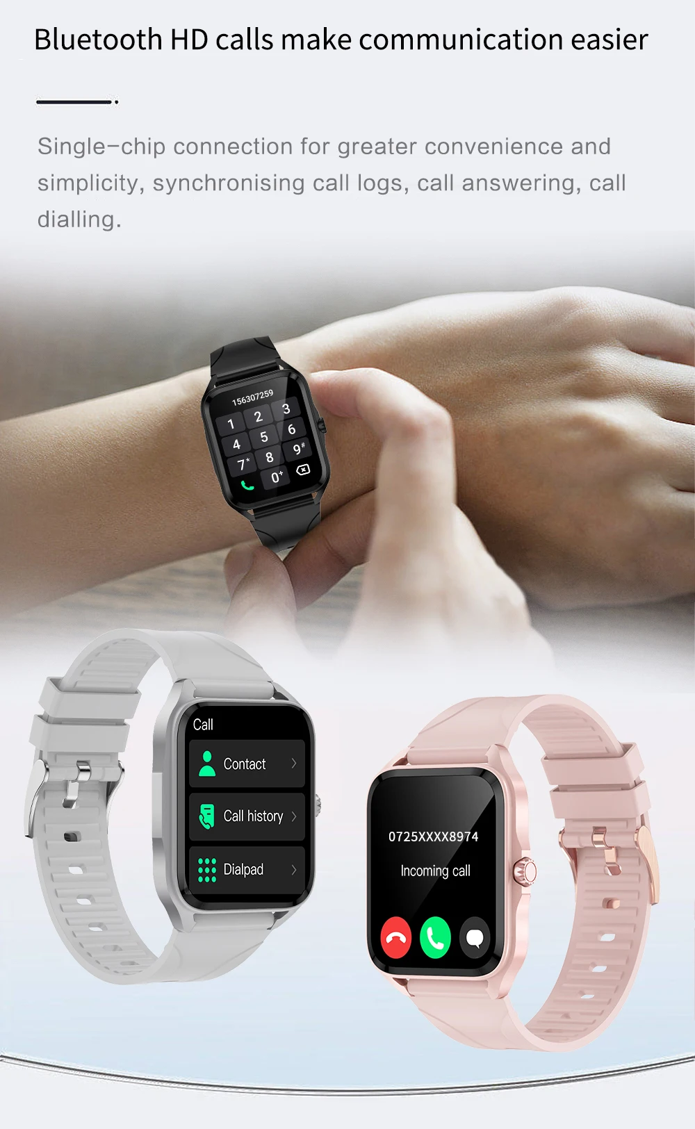 Newest Vlc204 Smart Watch 8763ew Chip Answer Call Ip68 Waterproof Big ...