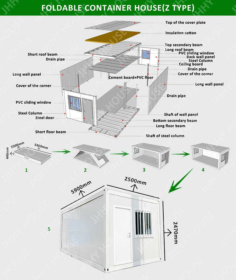 Prefabricated Modular Tiny Foldable Living House Containers