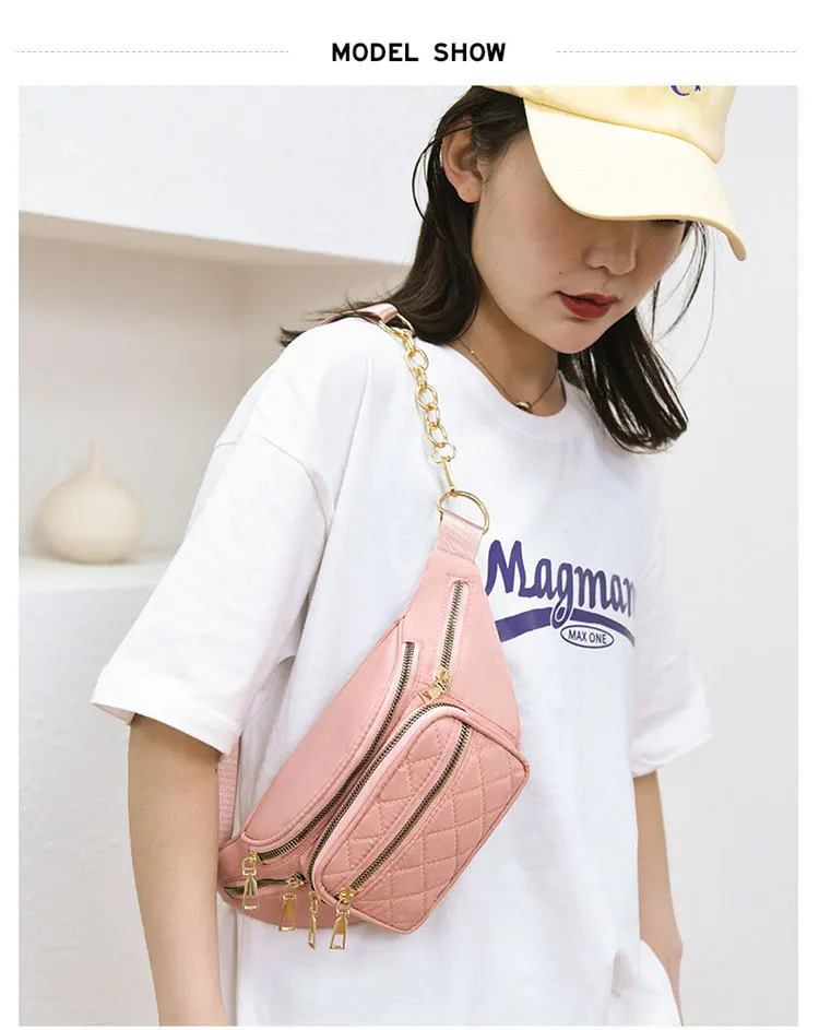 New Fashion Nylon Fanny Pack Korean Embroidered Line Diamond Single ...