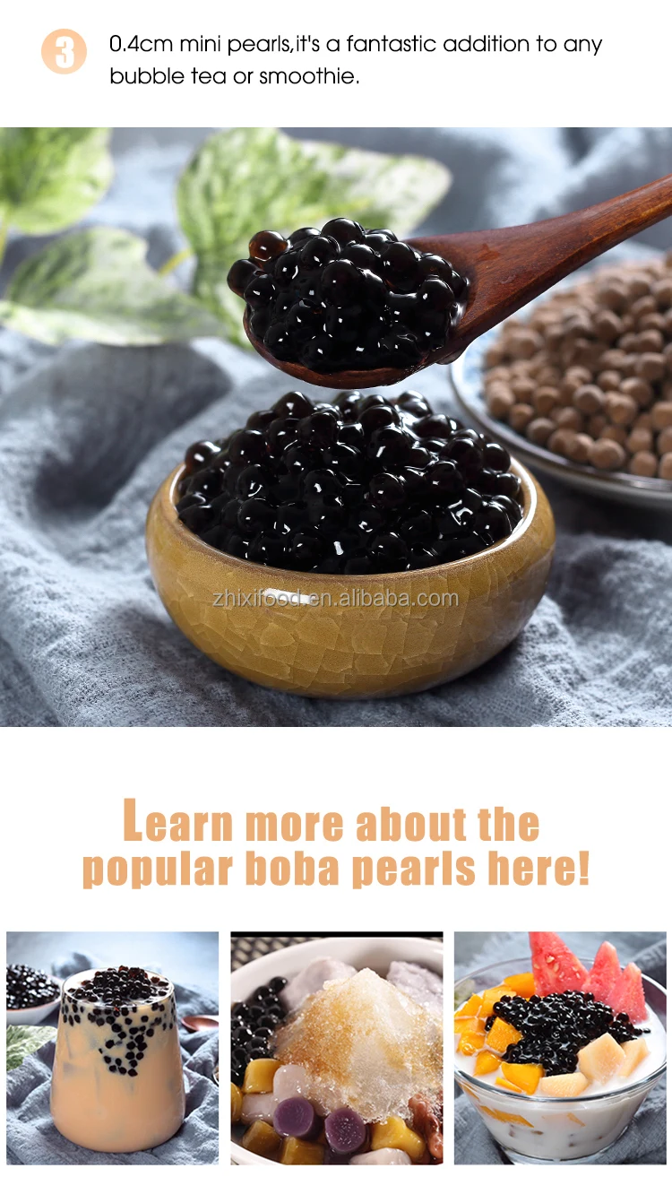 1kg Mini Black Tapioca Pearls for Bubble Tea - Double Happiness