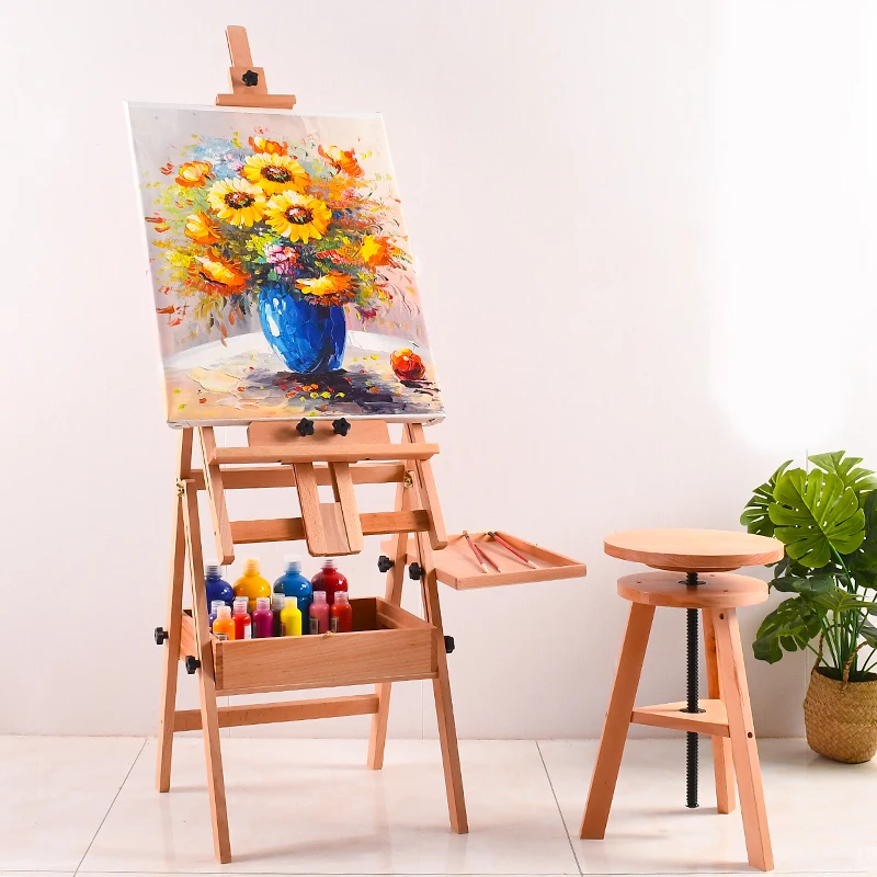 Professional Beech Wood Adjustable Artist Easel For Sketch Oil Painting ...