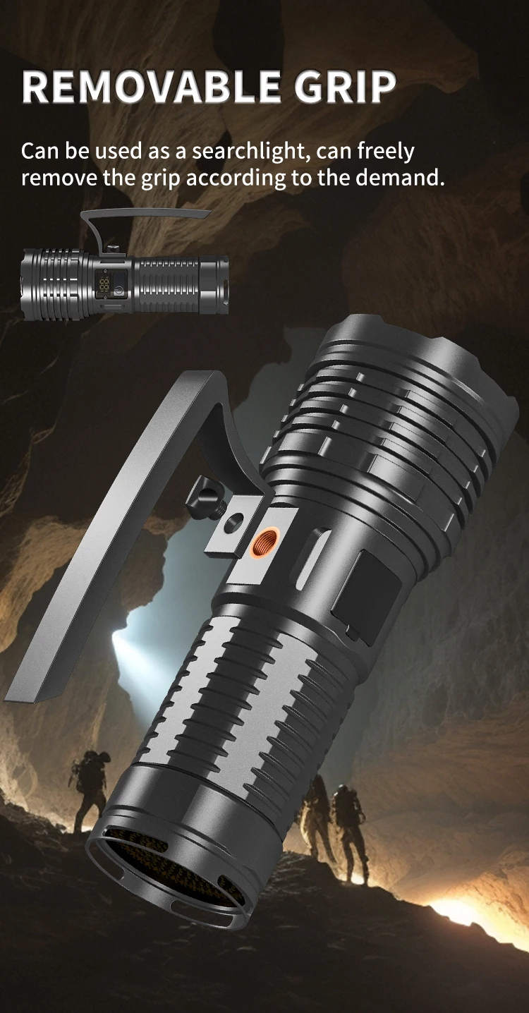 5000 Lumen High Power LED Torch - Rechargeable & Multifunctional