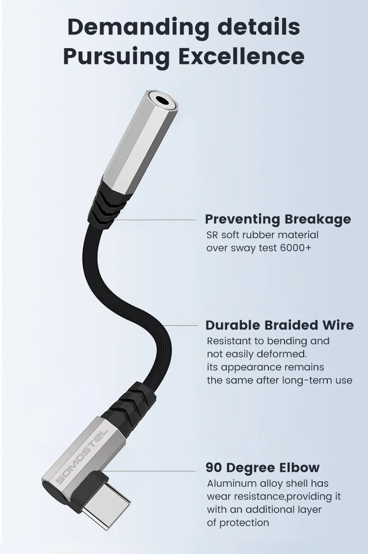Somostel 2024 New Trending Braid And Aluminum Alloy Type-c To 3.5mm ...