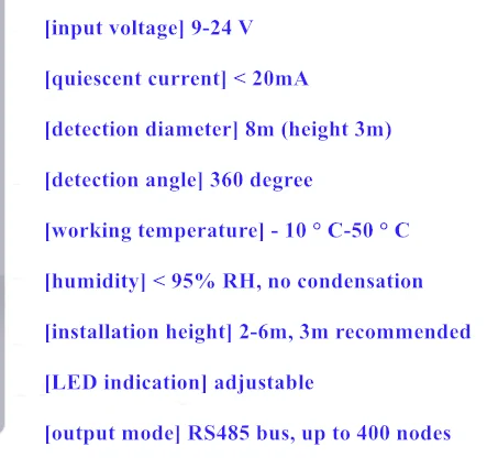Automatic RS485 MODBUS PIR Motion Sensor for Lights - 9V, 12V, 24V DC ...