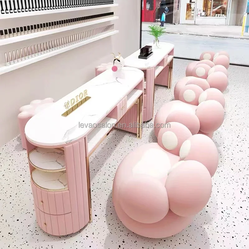Nice Pink Nails Bar Pedicure Station Salon Furniture