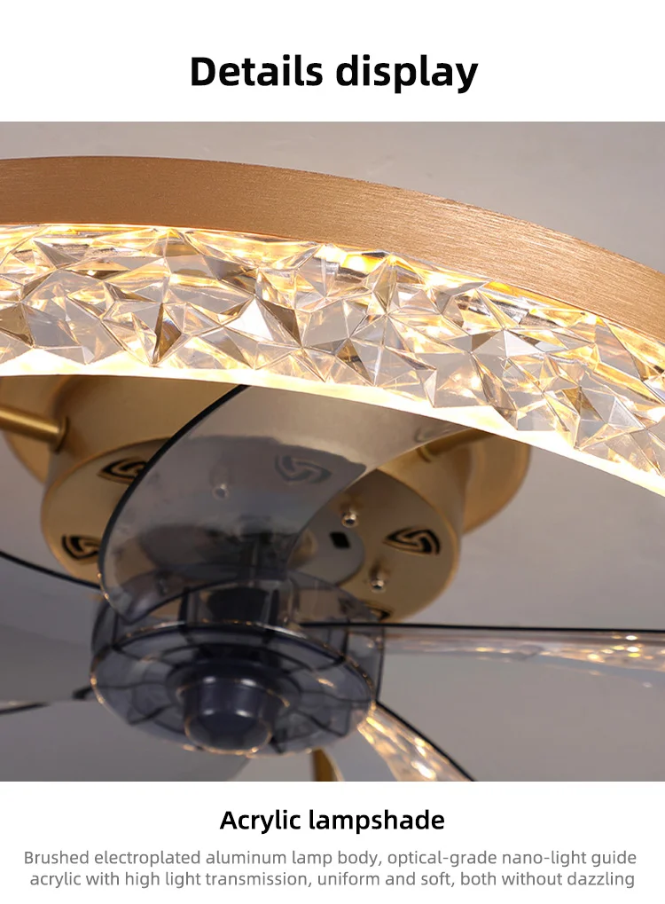 Hot Sale Modern Remote Control Three Tone Light Fan Acrylic Pendant ...