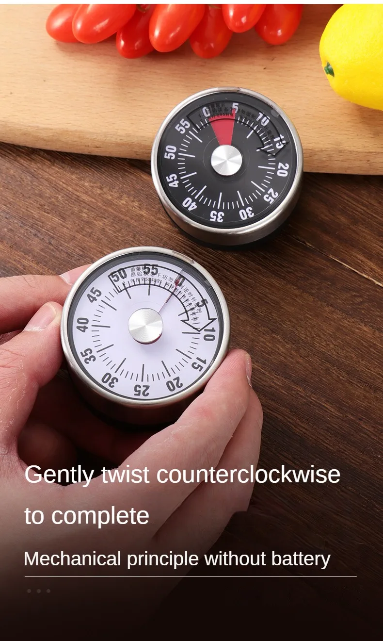 Stainless Steel Mechanical Countdown Timer Kitchen Tool Round Shape ...