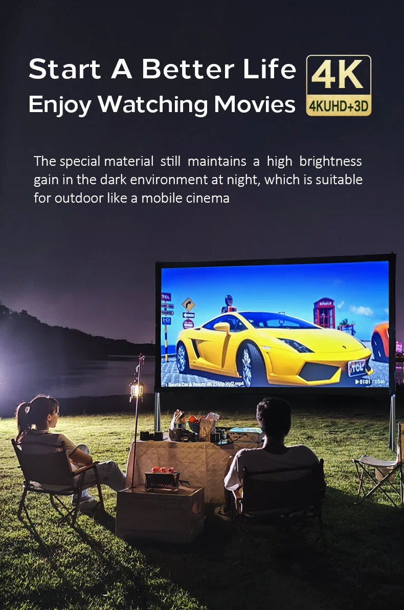 Projector Screen With Stand,100 -250 Inch Portable Foldable Projection ...