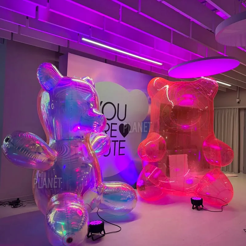 Party with a Giant Inflatable Teddy Bear - Transparent Pink
